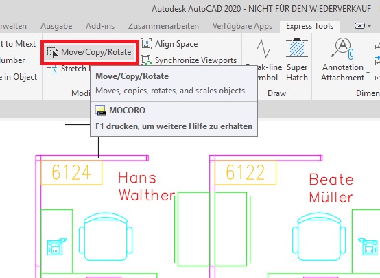 AutoCAD - Mit Express Tools verschieben, kopieren, drehen und skalieren Sie ausgewählte Objekte ...