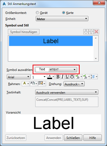 Sonderzeichen in Beschriftungen